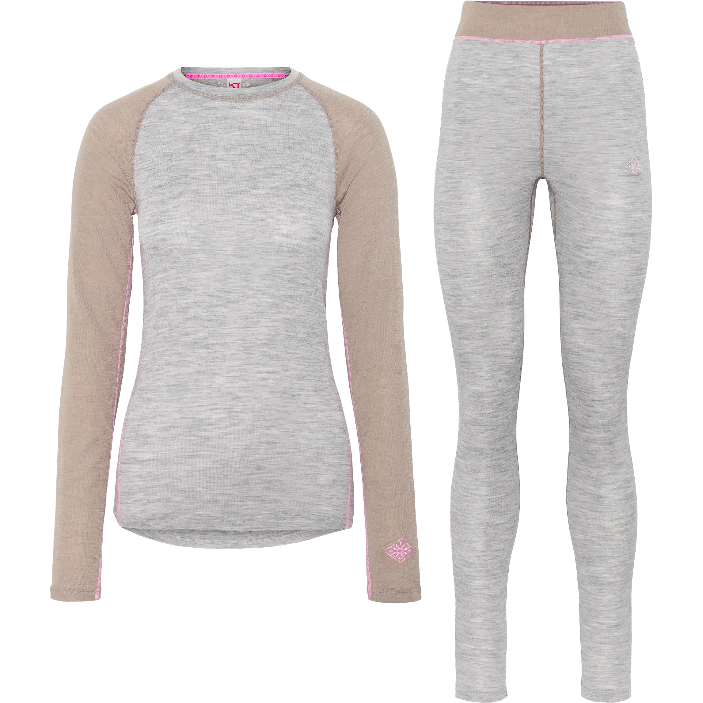 Kaia 100% Merino Wool Set Women - Light Grey Melange