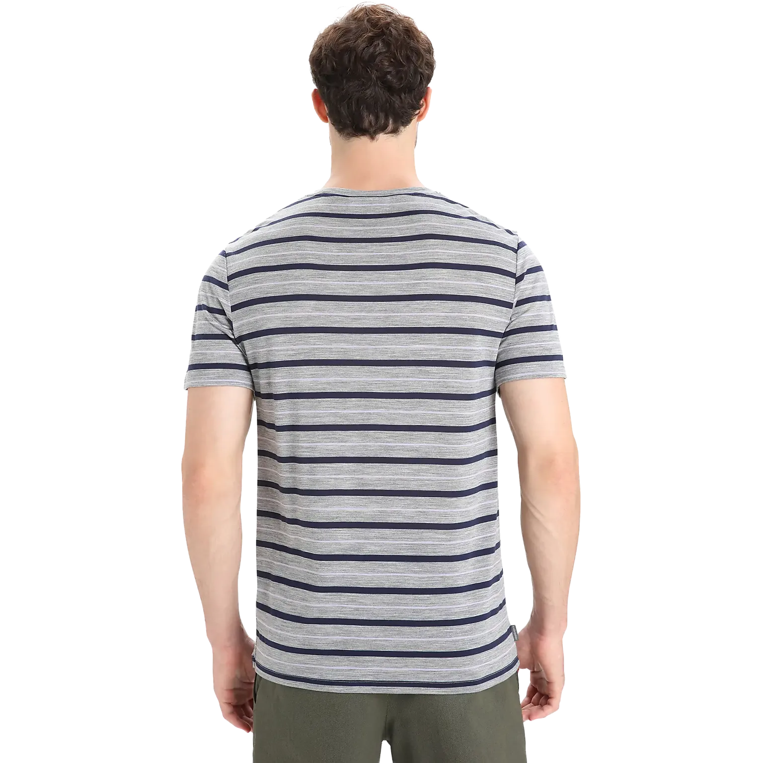 Wave SS Tee Stripe Men - Metro Hthr/Midnghtnvy/S