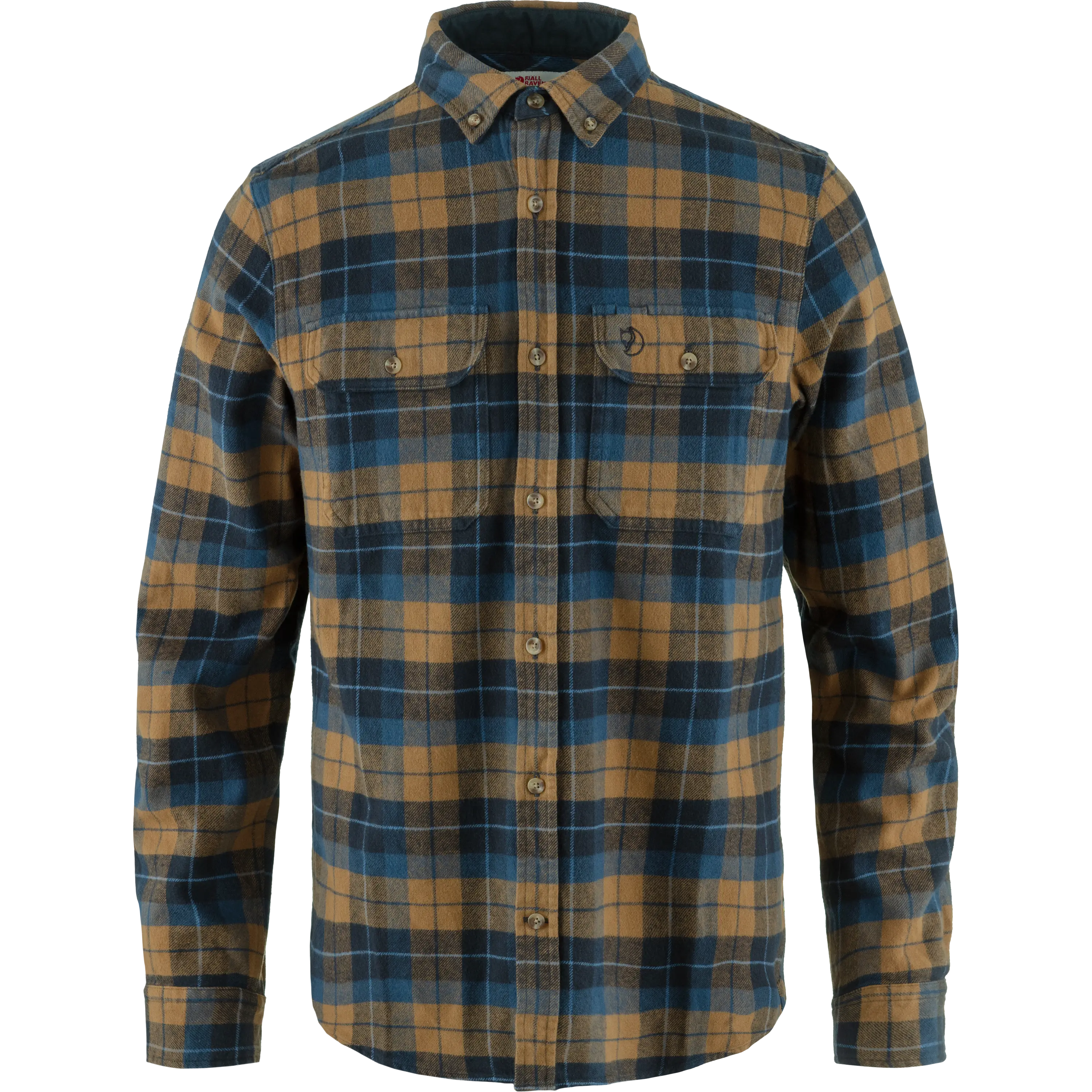 Singi Heavy Flannel Shirt herreskjorte - Dark Navy-Buckwheat Brown-555-