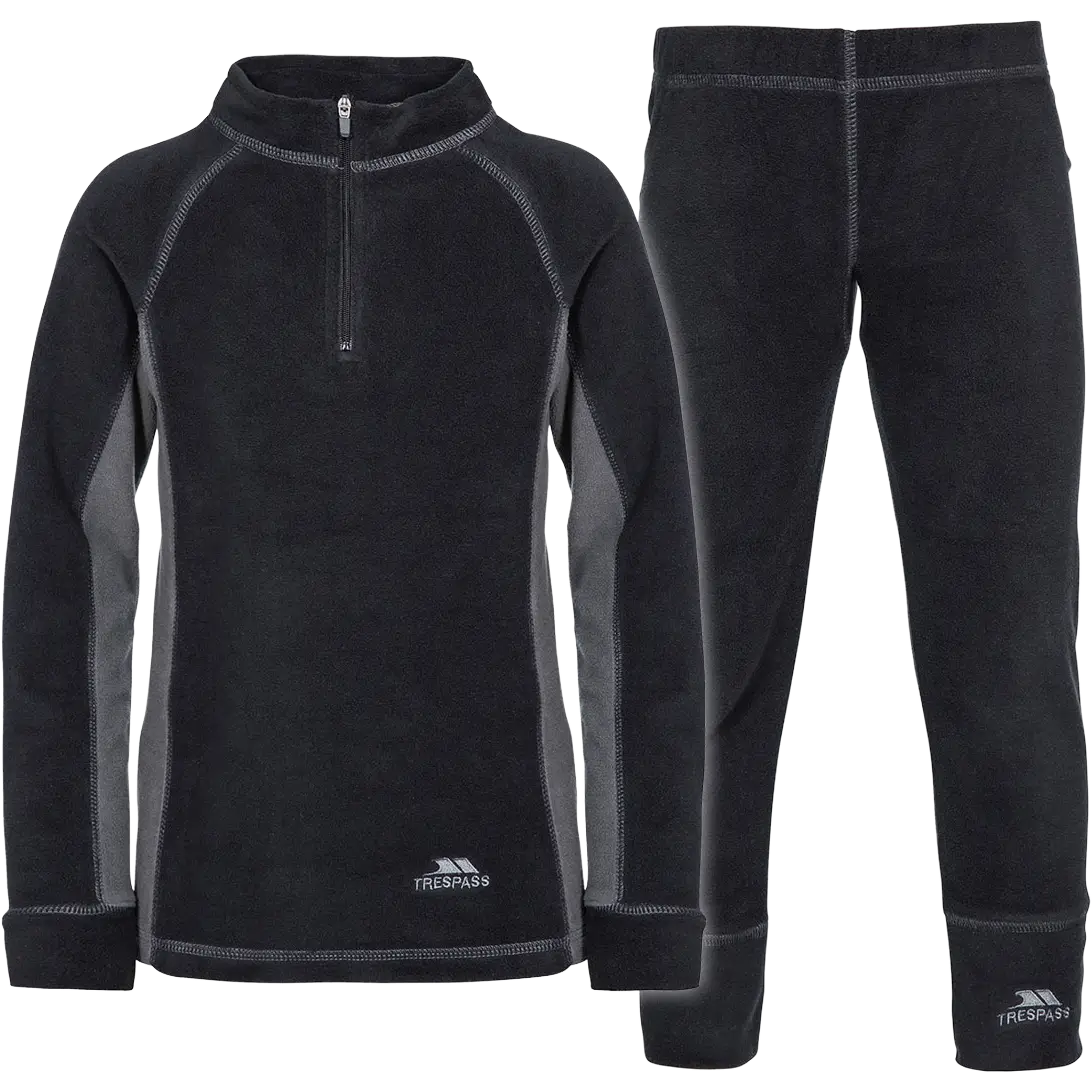 Bubbles Micro Fleece Base Layer Set Kids fleecesæt - BLACK