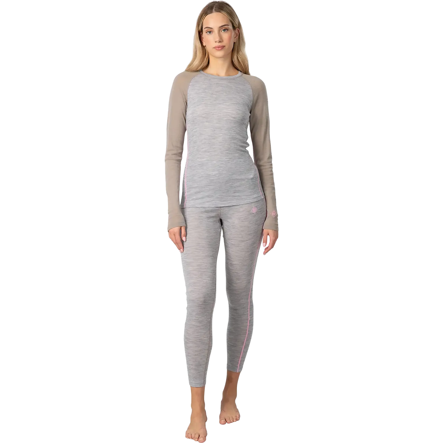 Kaia 100% Merino Wool Set Women - Light Grey Melange