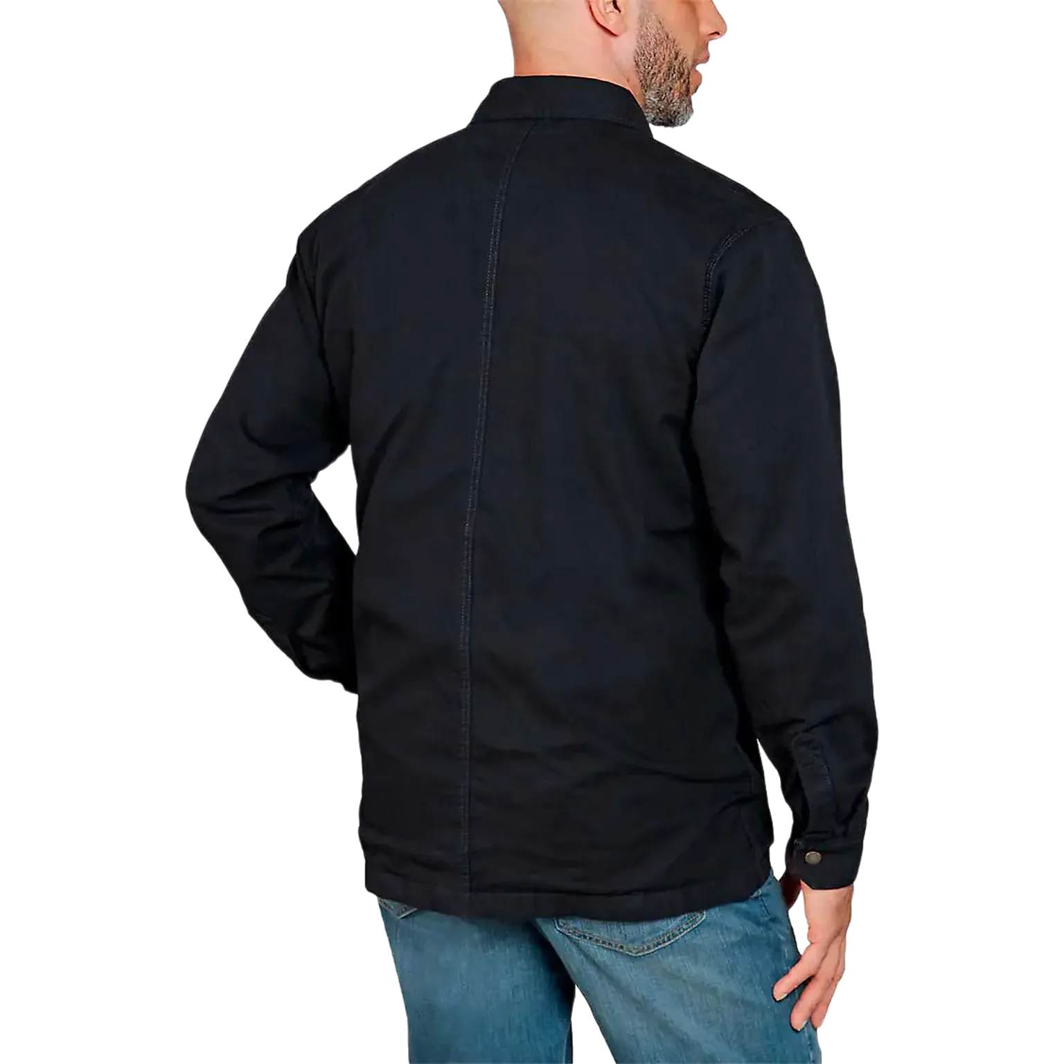 Fleece Lined Snap Front Shirt Jacket Men skjorte/jakke - Black-N04