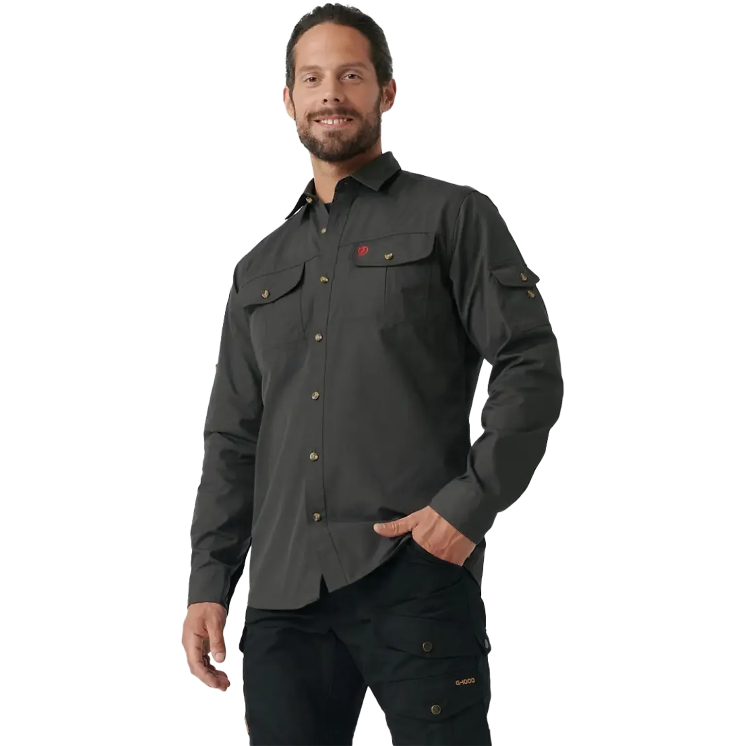Singi Trekking Shirt LS herreskjorte - Dark Grey-030