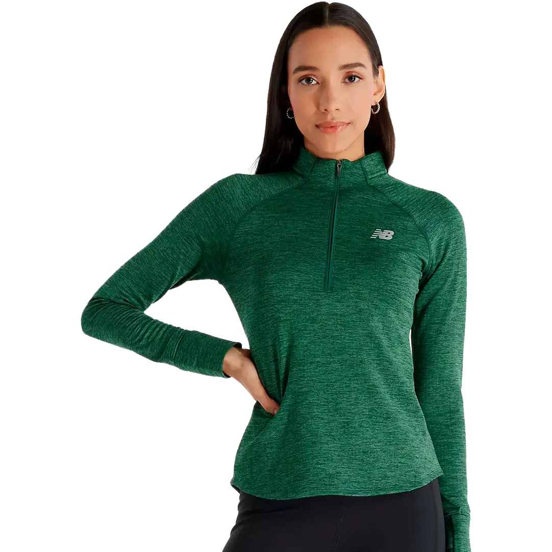 Athletics Heat Grid Half Zip Women - Night Watch Green Heather-NEE