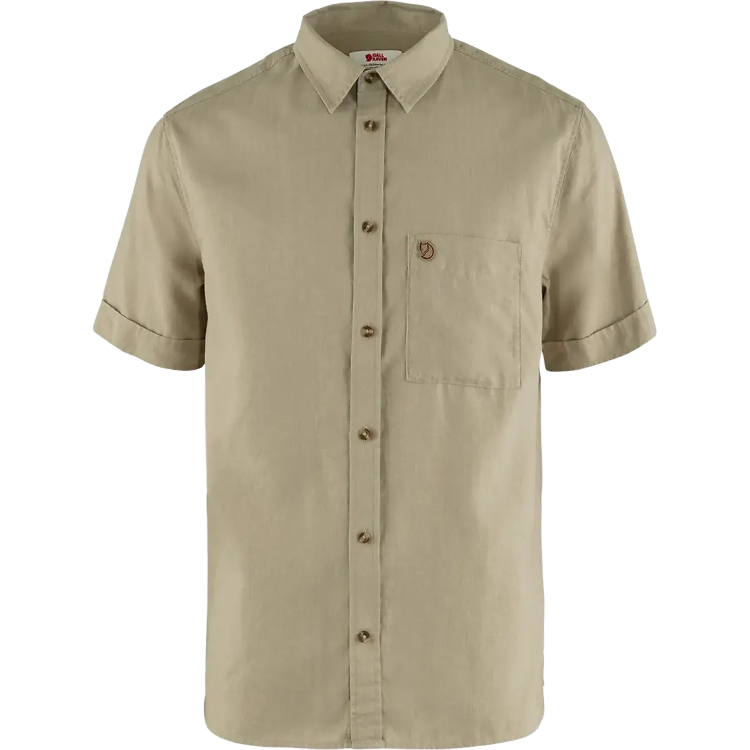 Övik Travel Shirt SS Men herreskjorte - Chalk White-Sand Stone