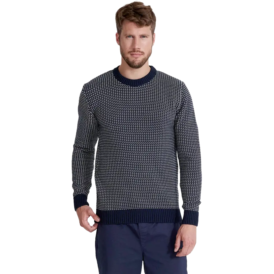 Matteo Crew stickad tröja - Navy/Off White-299