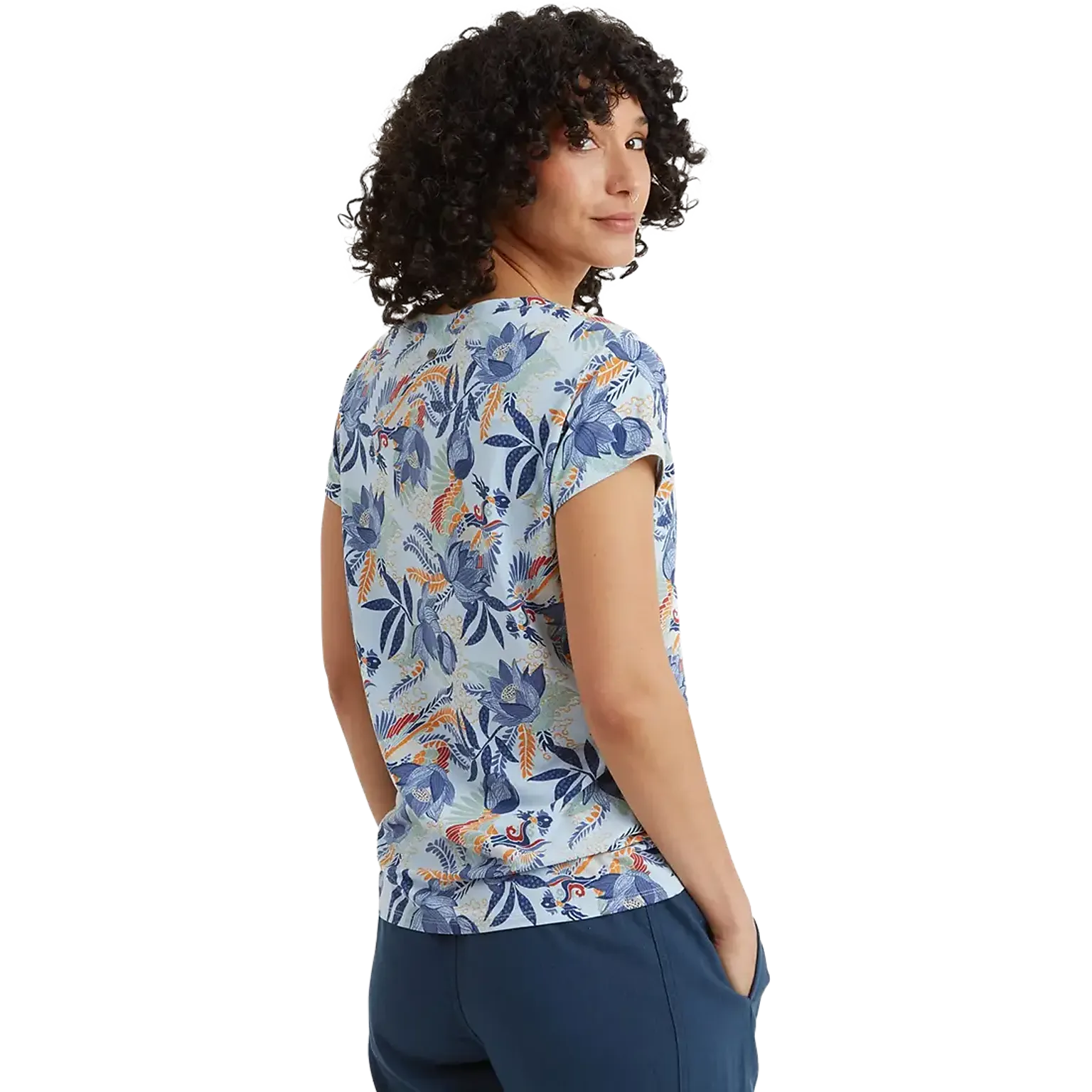 Neha V-Neck Tee Women T-shirt - Seaport Blue Peacock-735