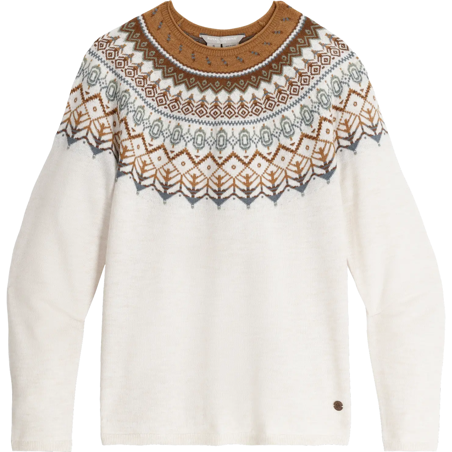 Westlands Fairisle Crew Women ulltröja - Chalk Htr Monarch Pt